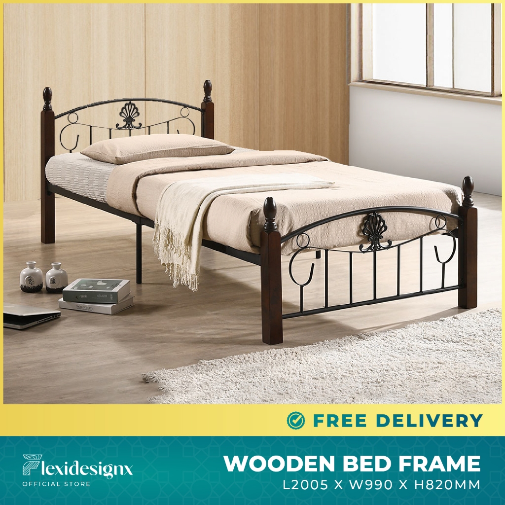 Single Bed Frame Wooden / Steel Classic Bed Sturdy Katil Besi ...