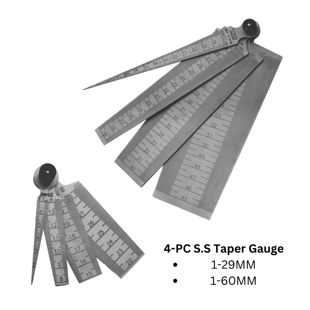 [SG STOCK] 4-PC TAPER GAUGE Stainless Steel Aperture Ruler Measuring ...