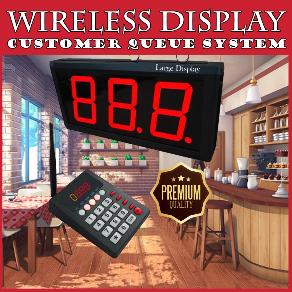 Large Display Bubble Tea Wireless Queue Management System 3 Digit ...