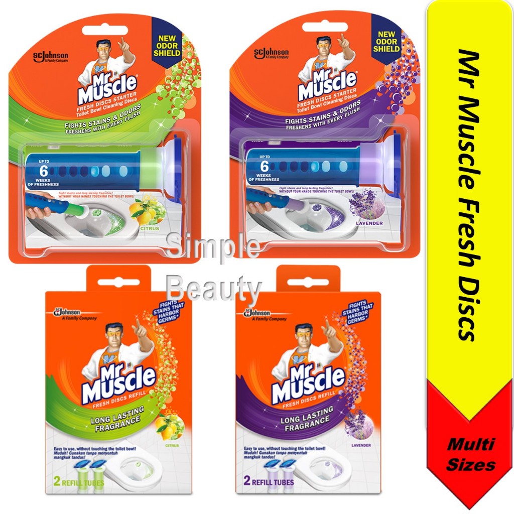 Mr Muscle Fresh Discs Toilet Bowl Cleaner / Starter Refill, Assorted ...
