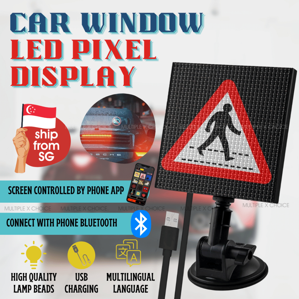 Multi-Purpose Car Window Mobile App Control LED Pixel Animated Display ...