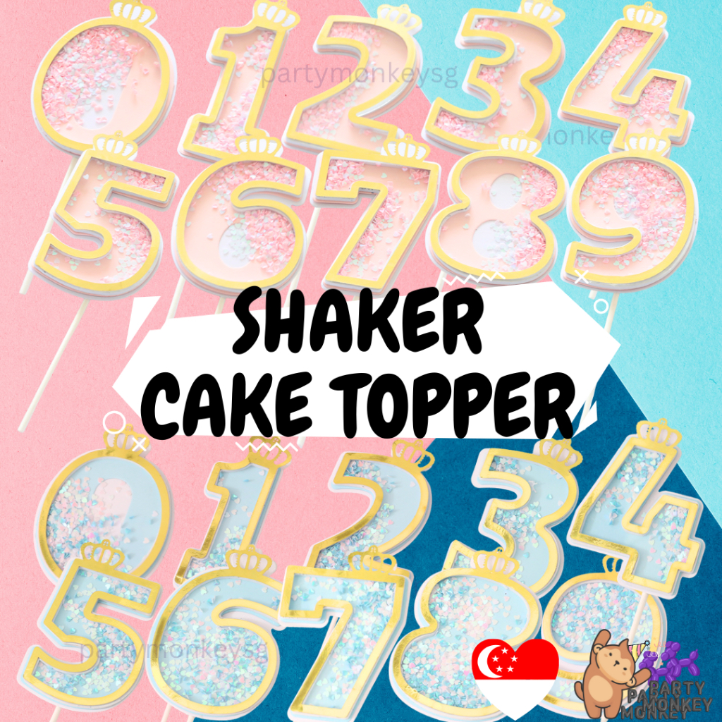 [SG Seller] Glitter Shaker Number Cake Topper Decoration Happy Birthday ...