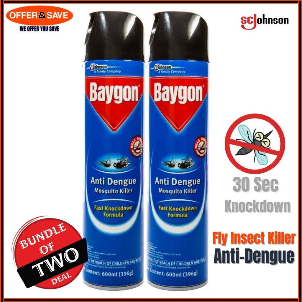 Baygon Anti-Dengue Mosquito Flying Insect Killer Aerosol Spray (600ml ...