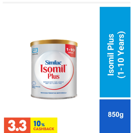 (NOW COME WITH FOC GIFT) Similac Isomil Plus 850g Tin for 1 to 10 y/o ...