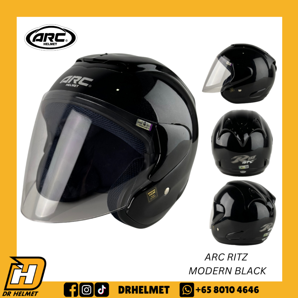 ARC Ritz Modern Black Helmet | Original ARC Helmet Singapore | Shopee ...