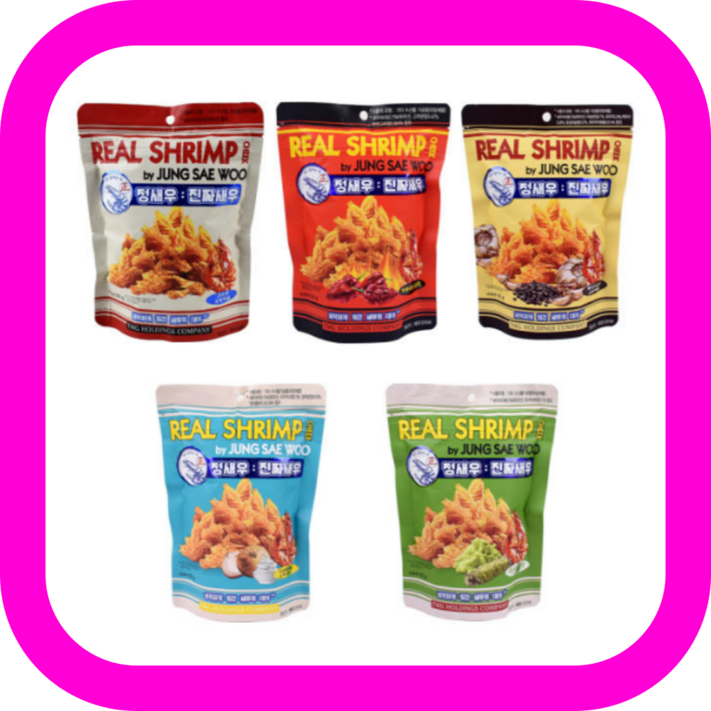 [Korea] Real Shrimp snack 8 Flavours 60g / JUNG SAE WOO Real Shrimp snack / Habanero / Garlic ...