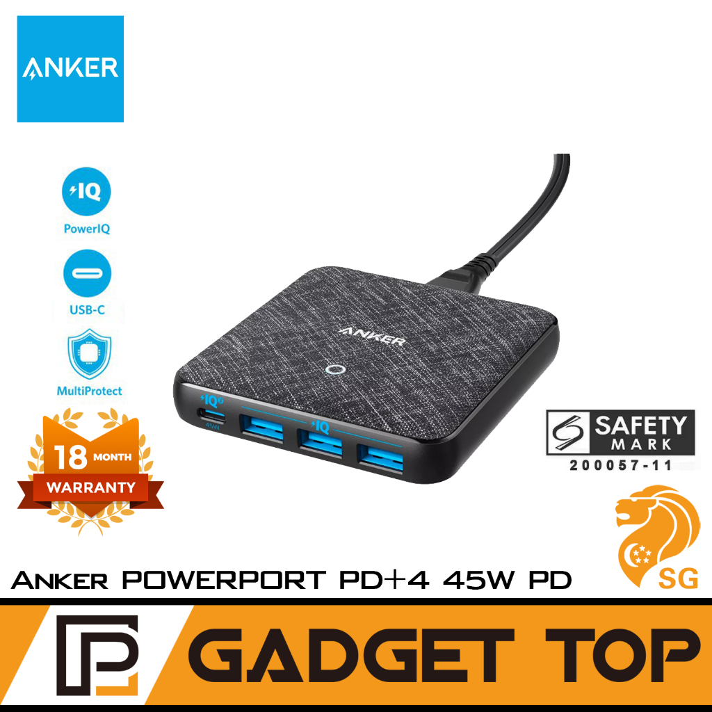 Anker PowerPort Atom III Slim 65W 4 Port Power IQ + Power Delivery ...