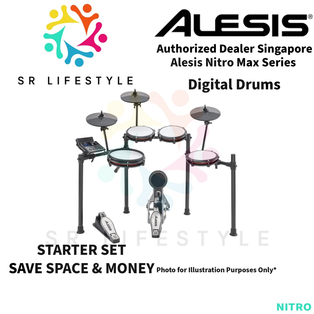 Alesis Nitro Max Mesh Kit Digital Drum Eight-Piece Electronic Drum Kit ...