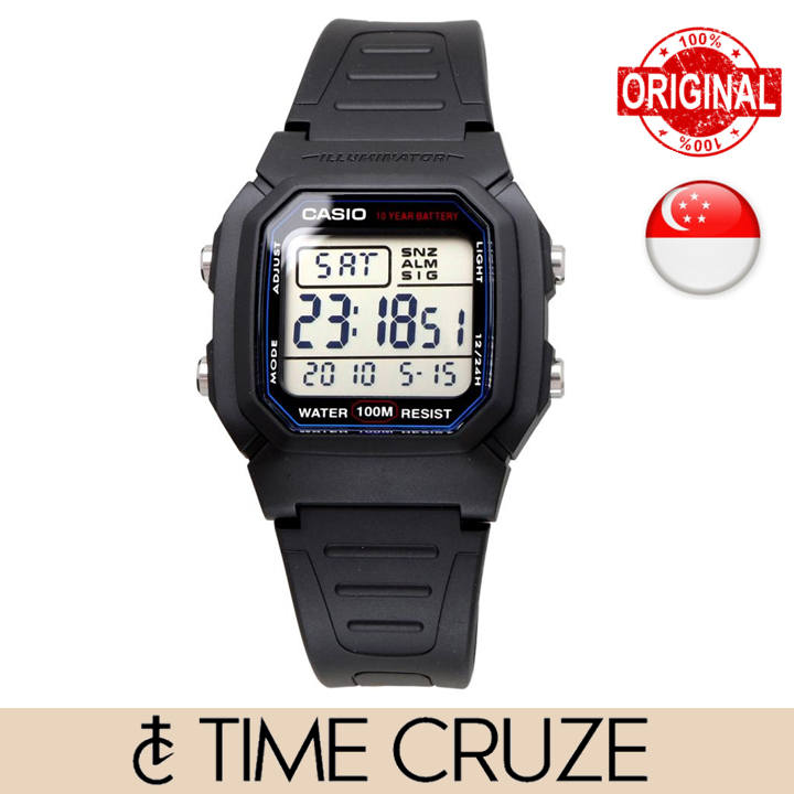 [Time Cruze] Casio W-800H Dual Time Digital Black Resin Men Watch W-800H-1AVDF W-800H-1A W800H ...