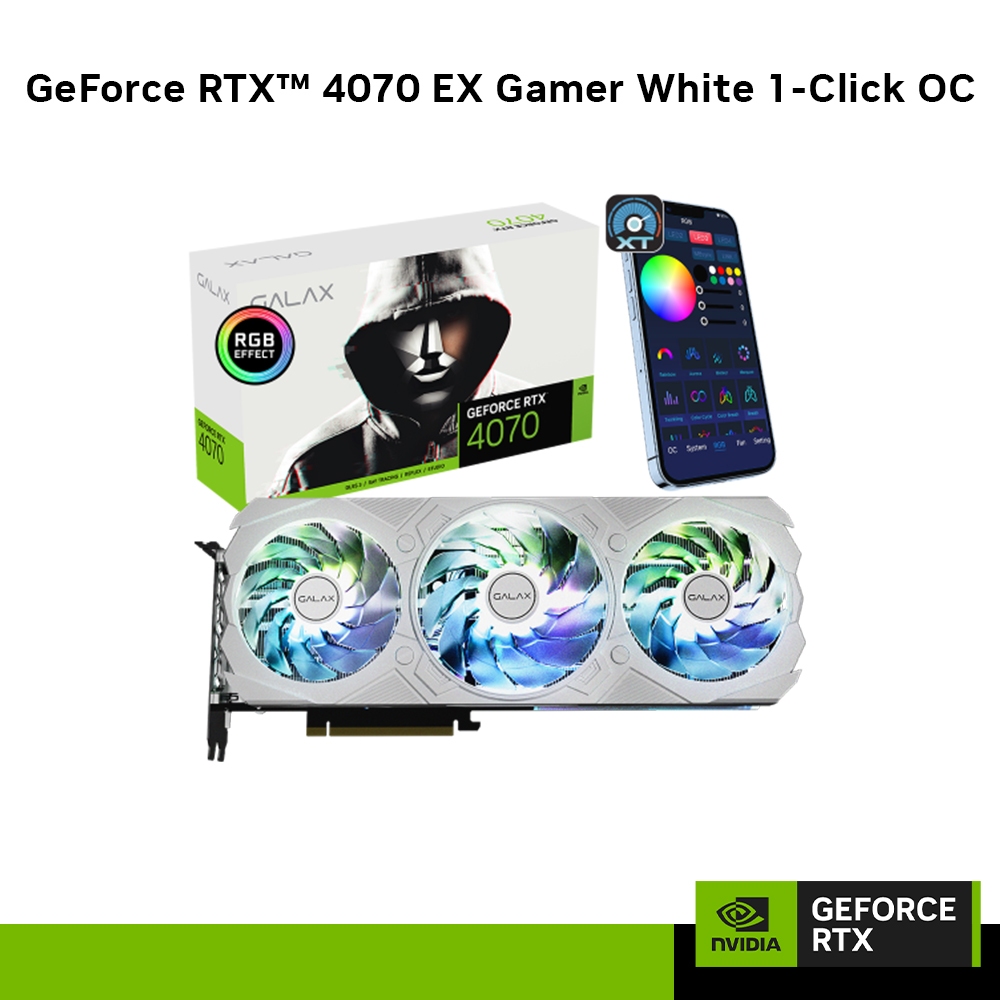 GALAX GeForce RTX 4070 EX Gamer White 1-Click OC 12GB GDDR6X Graphics ...