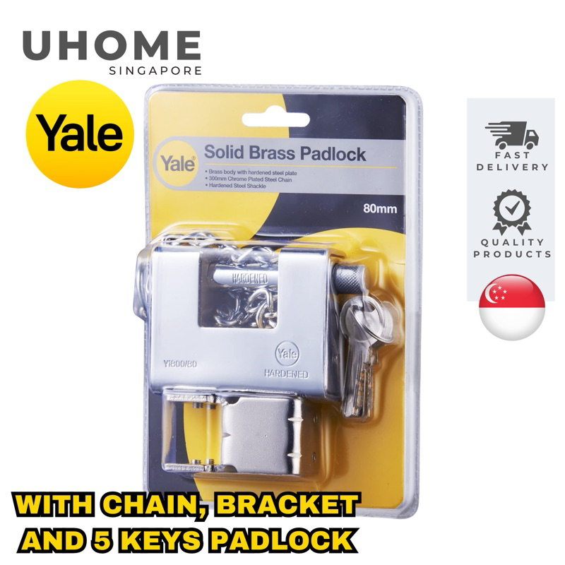 Yale Solid Brass Padlock 80mm with bracket Pad Lock | Shopee Singapore