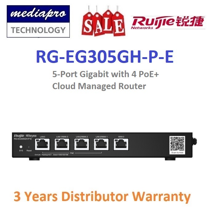 RUIJIE RG-EG305GH-P-E 5-Port Gigabit with 4 PoE+ Multi-Wan Load ...