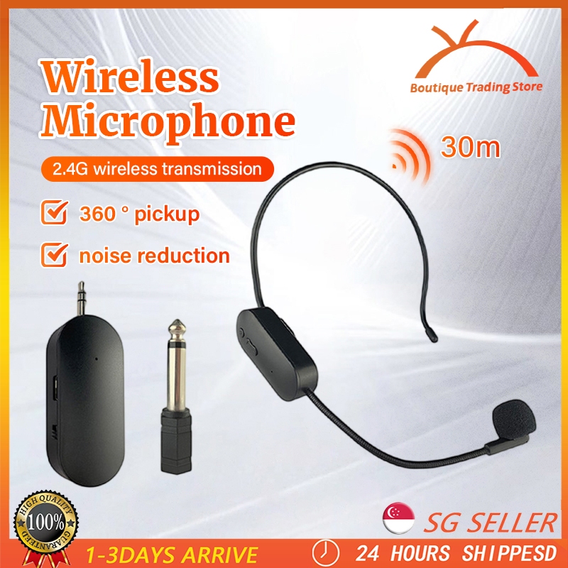【SG Seller】2 in 1 Wireless Head-Wear Microphone Portable Loud Speaker 2 ...