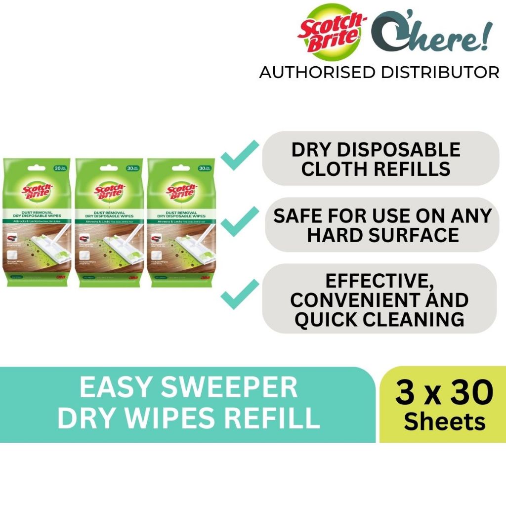 3M Scotch Brite Easy Sweeper Dry Wiper Value Pack 3x30 Sheets | Shopee ...