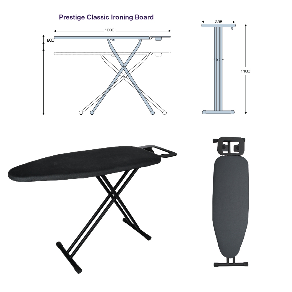 JVD Prestige Ironing Board with Premium Board Cover and Iron Rest ...