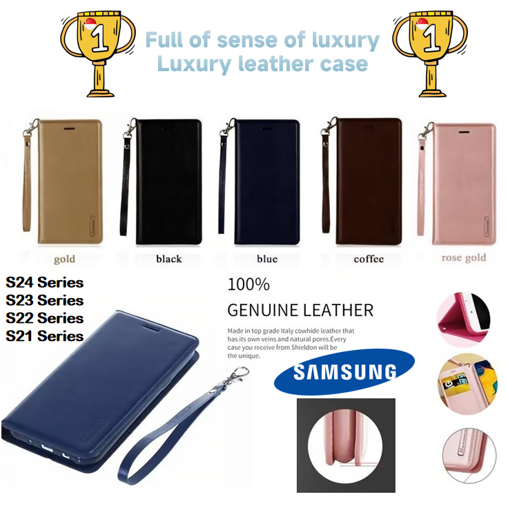 Hanman Luxury Leather Flip Pouch Case Samsung S23 S24 Ultra S24 Plus S23FE S22+ S22 Ultra S21FE ...