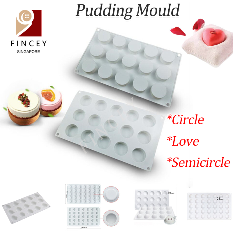 【SG】Silicone Pudding Mould 3D Round Heart Shape Mousse Cake Pop Form ...