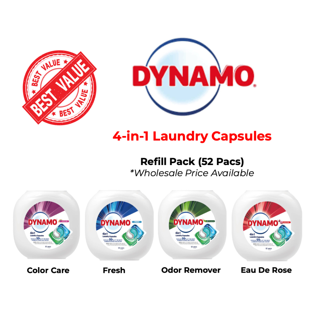 Dynamo 4in1 Laundry Capsules Refill / 52 pacs / Color Care, Fresh, 3X ...