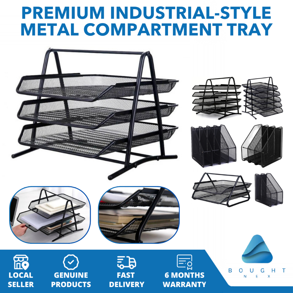 Premium Industrial Style Metal Document Tray, 2-5 Tier Desk Organizer ...