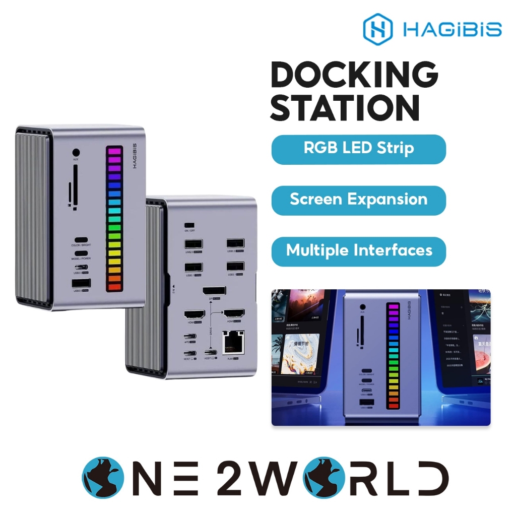 HAGIBIS U100 Ultra USB-C Docking Station:RGB LED Strip Light, M.2 ...