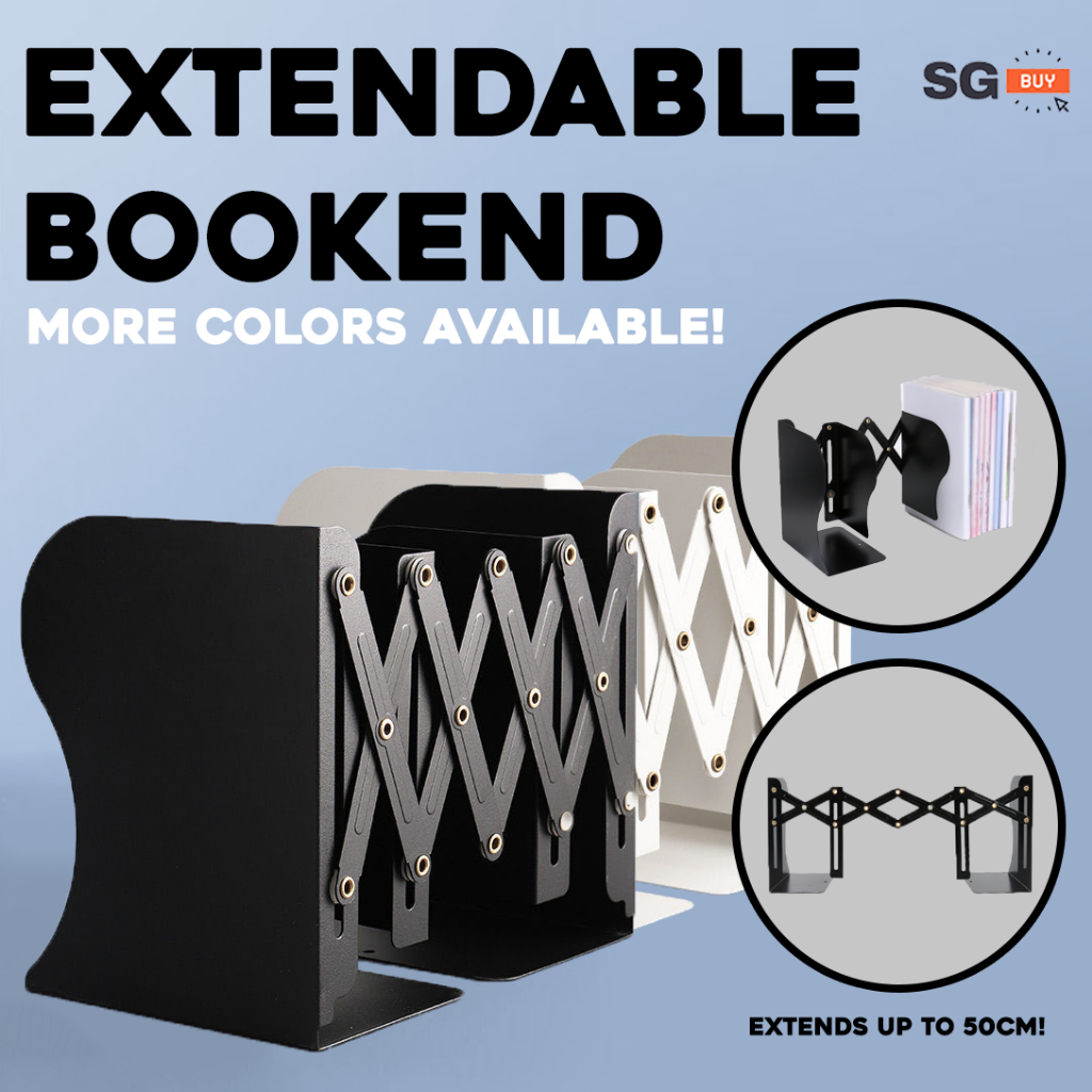 [SG STOCK] Extendable Metal Bookend Book Stand Bookends | Book ...