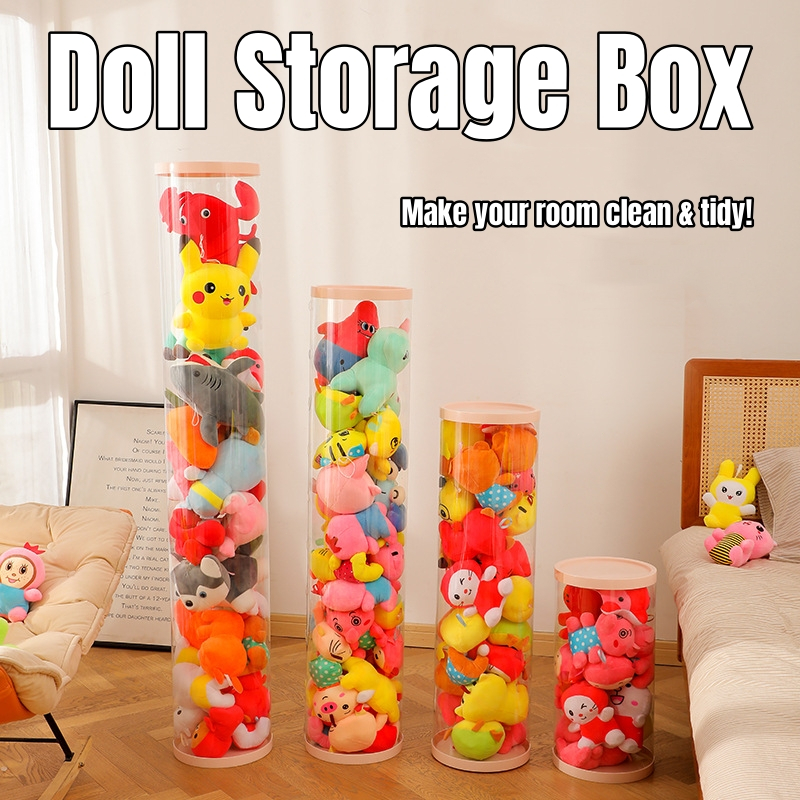 【SG Stock】PVC Plush Doll Storage Box Toys Storage Bucket Dustproof ...