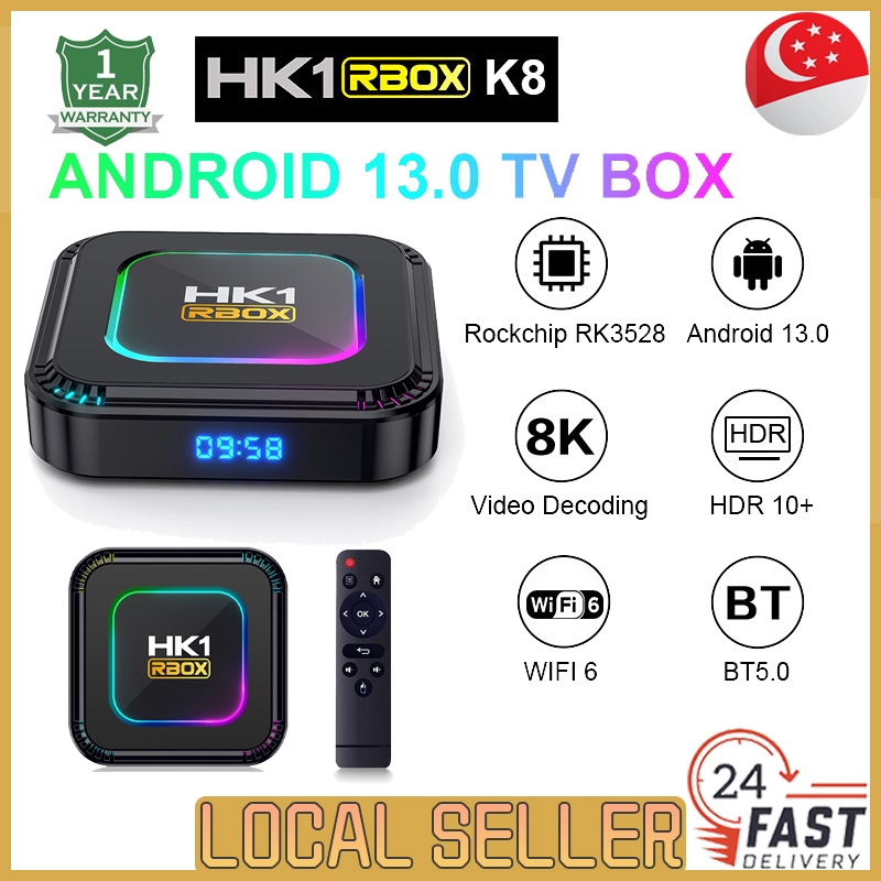 [SG InStock]HK1 RBOX K8 Android 13 TV Box 128GB 2.4G 5G WIFI 6 BT 5.0 8K Video Decoding Media ...