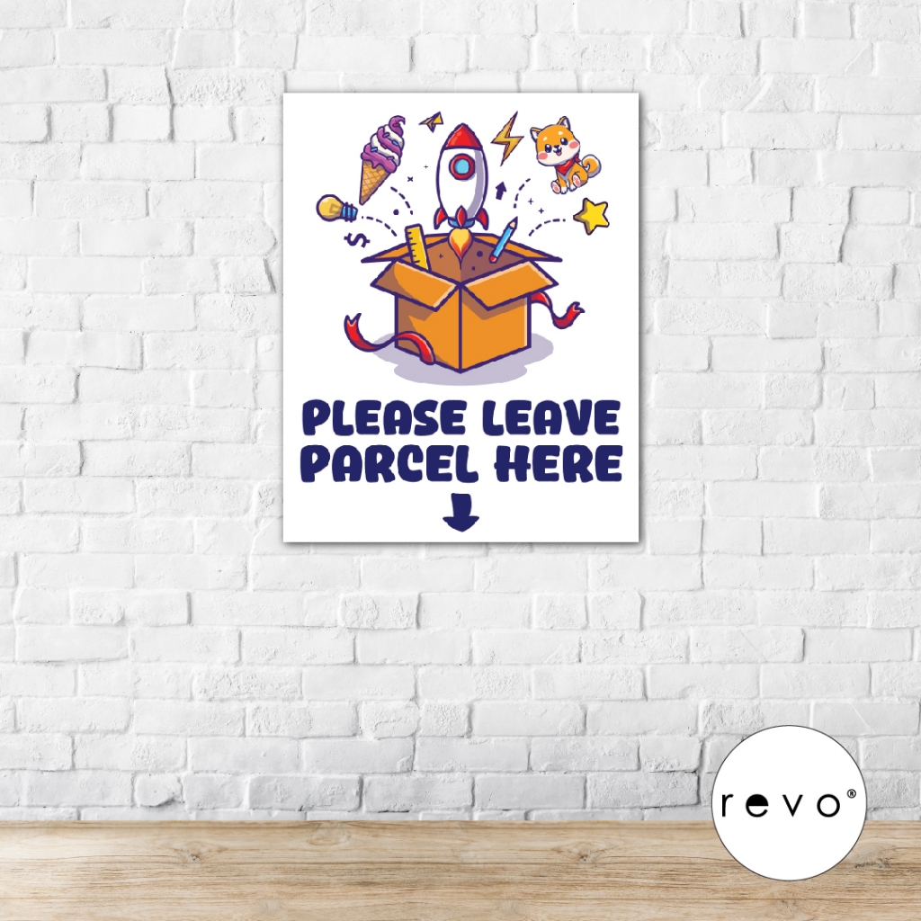 PLEASE LEAVE PARCEL HERE SIGN/SIGNAGE | 80mm x 100mm | INSTRUCTION SIGN ...
