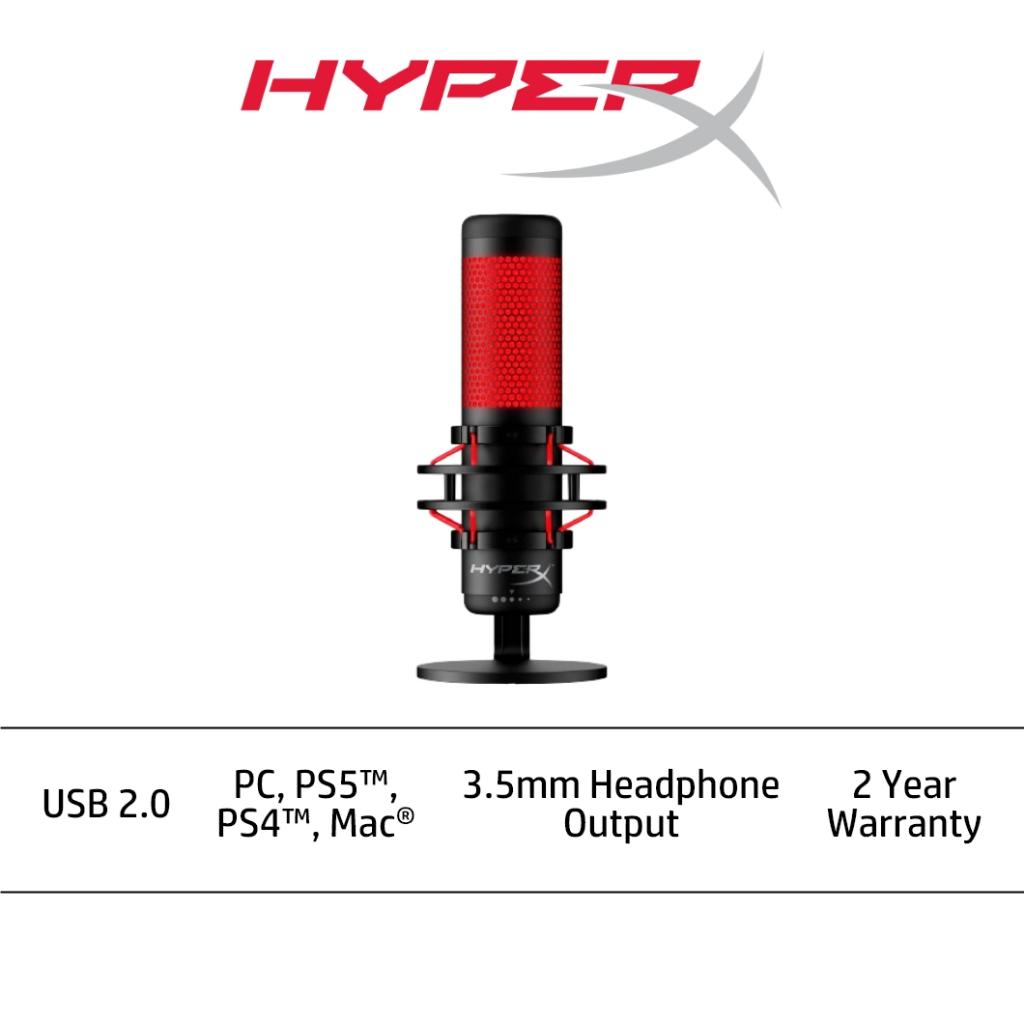 HyperX QuadCast - USB Microphone (Black-Red) - Red Lighting | Shopee ...
