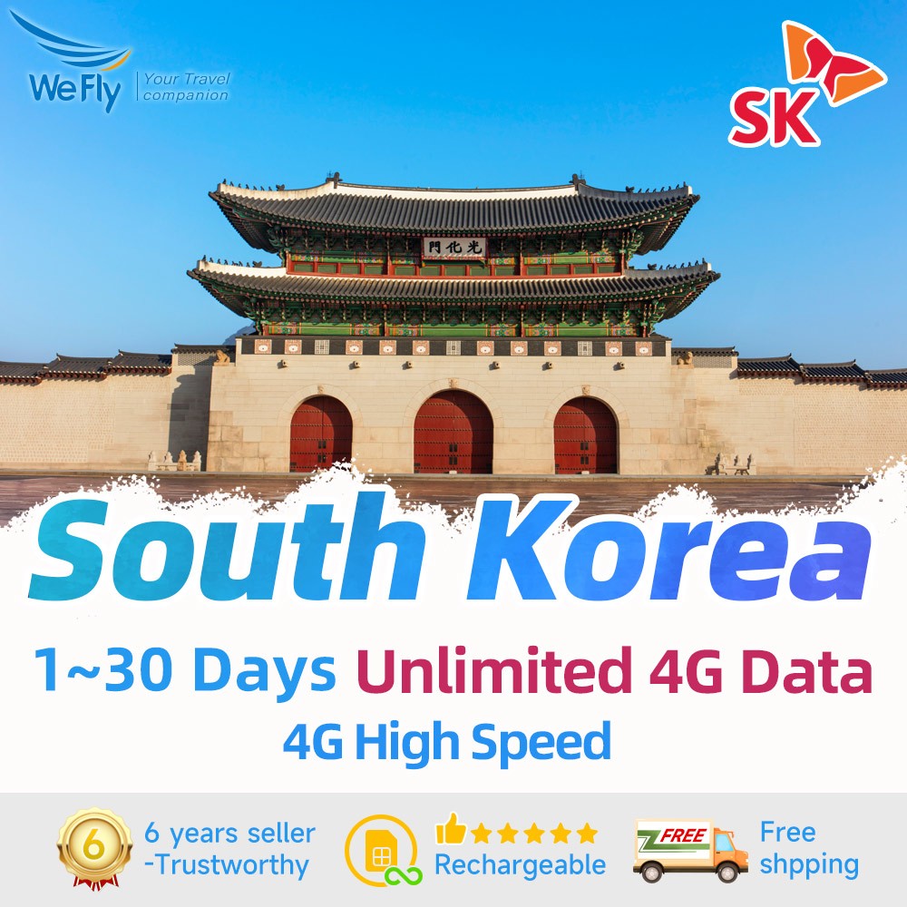 Wefly Korea SIM Card Unlimited 4G Data High Speed 5-30 Days Prepaid SIM ...