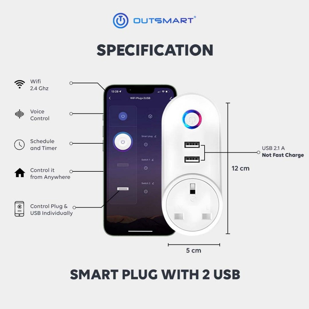 🔥🇸🇬OUTSMART Wifi Smart Plug 16A UK Energy Saving Smart Socket Smart Home Remote Timer Voice ...