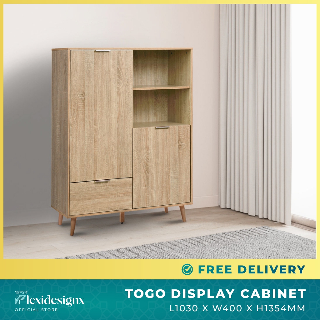 Flexidesignx Display Cabinet 2 Door 1 Drawer Soft Close Storage ...