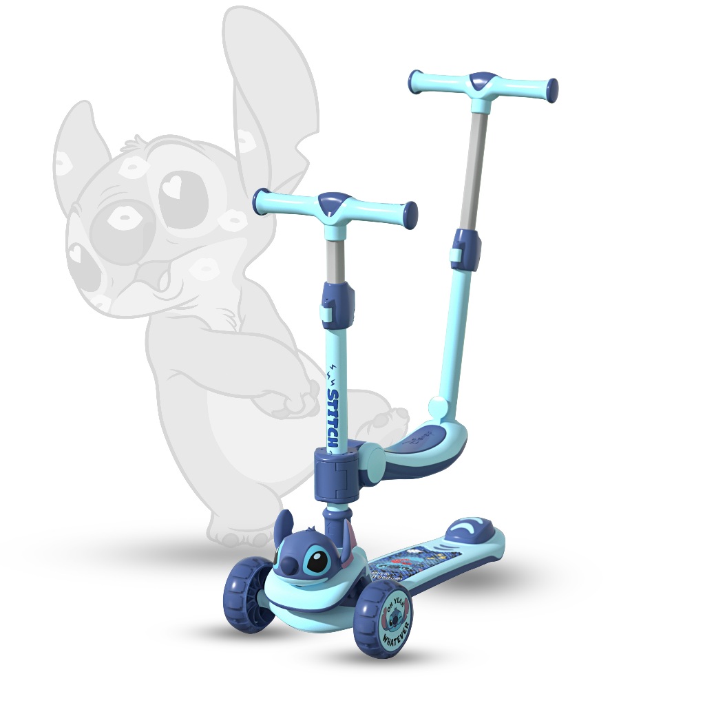Disney STITCH 3-in-1 Kids Scooter Foldable LED Wheels Height Adjustable ...