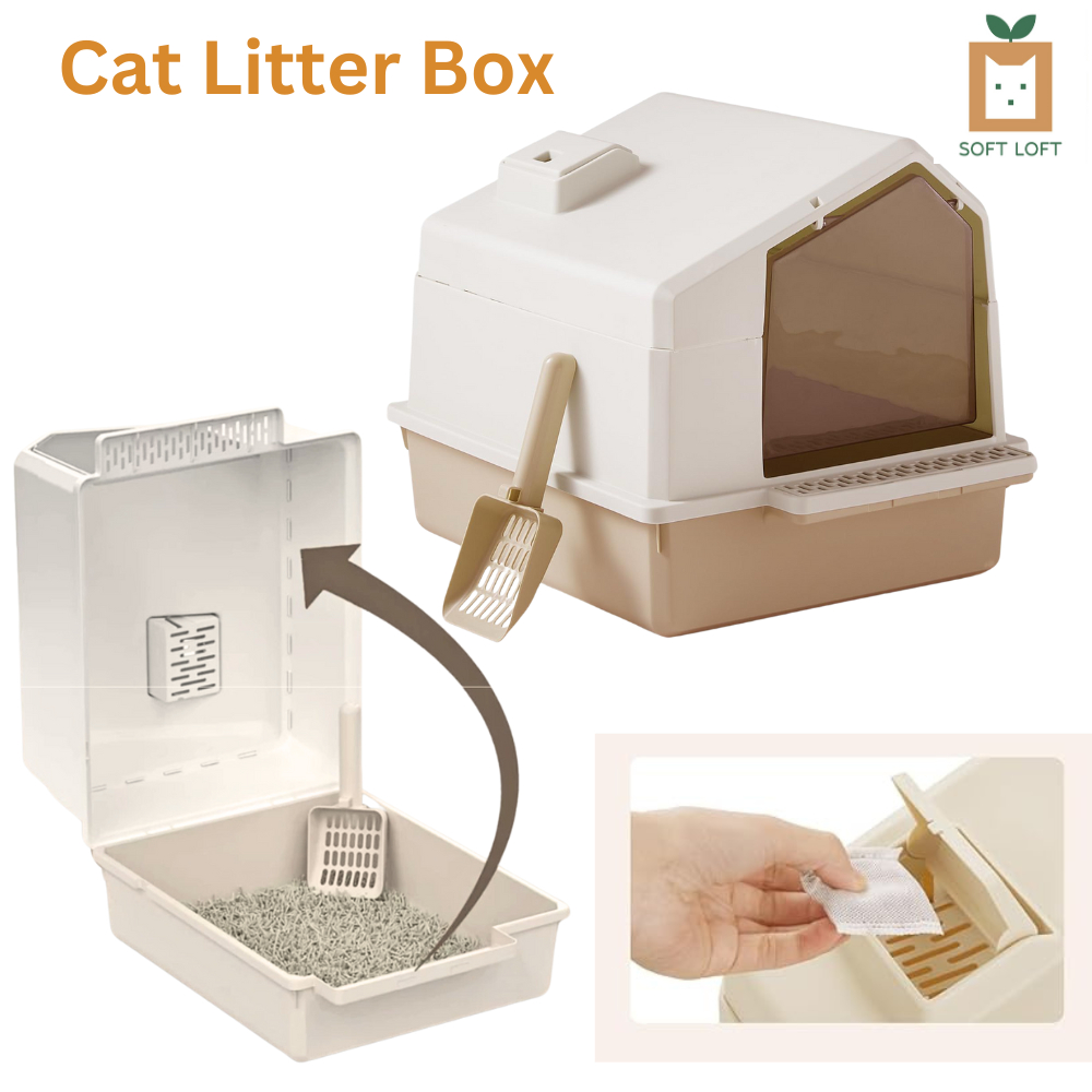 Fully Enclosed Semi Type Cat Litter Box Odor-resistant Cats Sand Basin ...