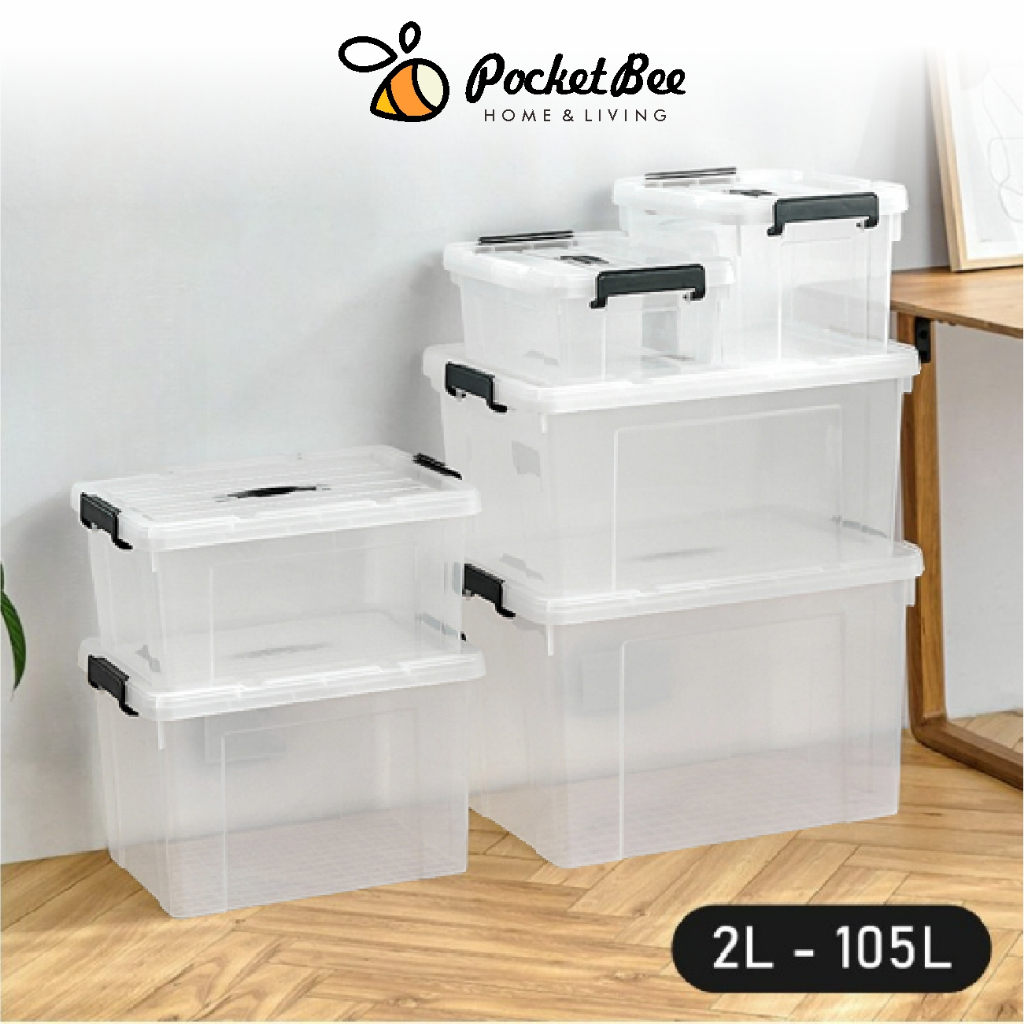 Pocketbee - Home Transparent Storage Box Organizer Stackable Container ...
