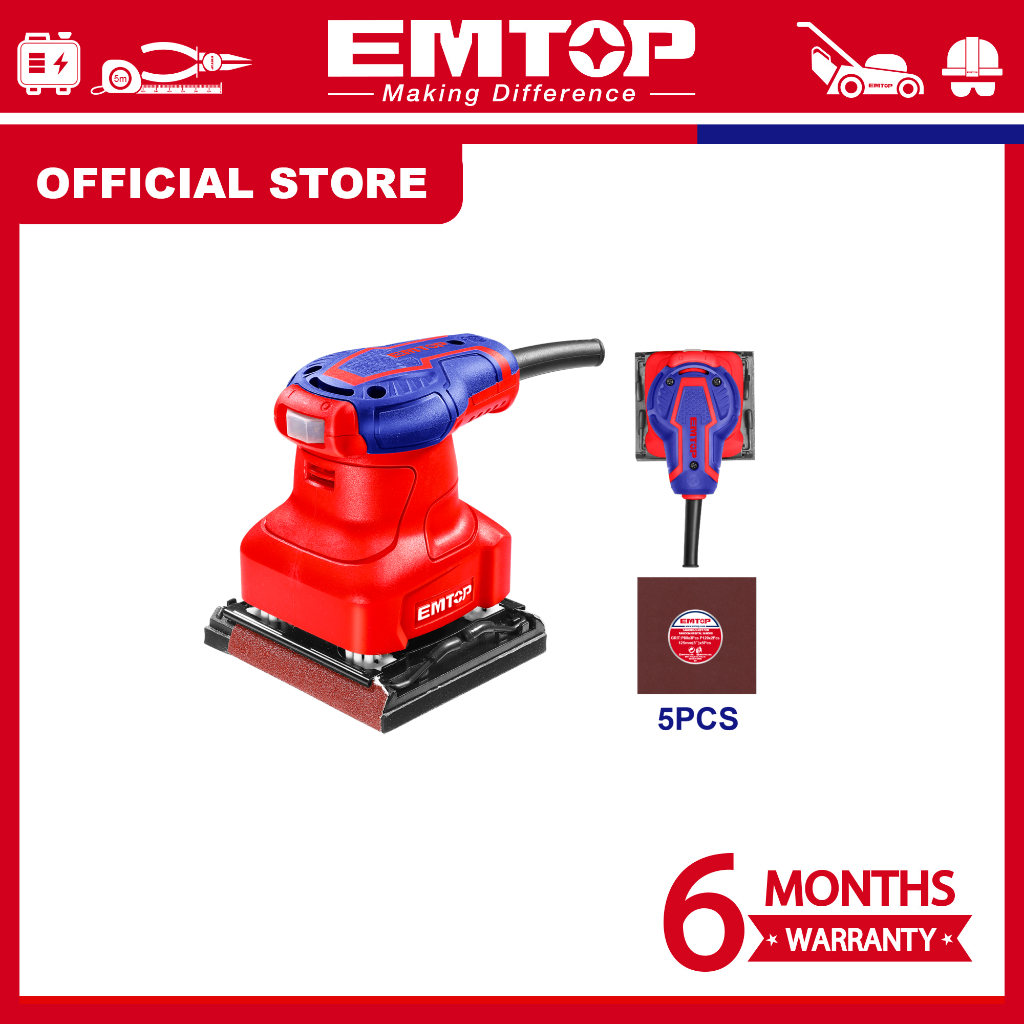 EMTOP 240W Electric Corded Palm Sander Detail Sanding Machine ...