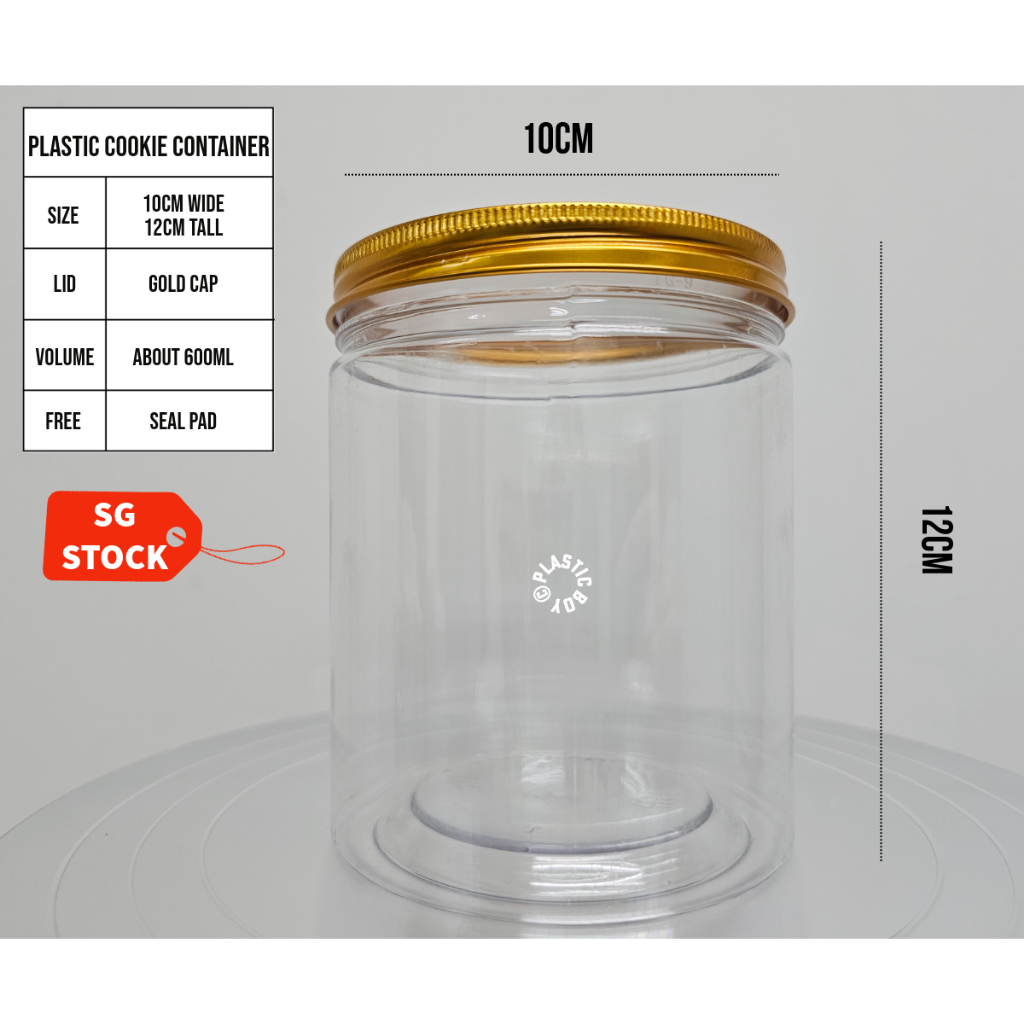 Big Plastic Cookie Jar / Cookie Container Gold Lid 10 x 12 cm or 10 x ...