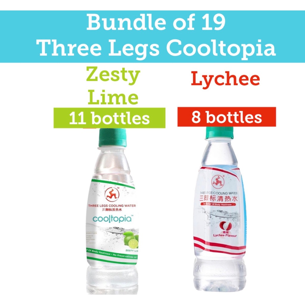 Bundle of 19 Three Legs Cooling Water Cooltopia 320ml - Zesty Lime and ...