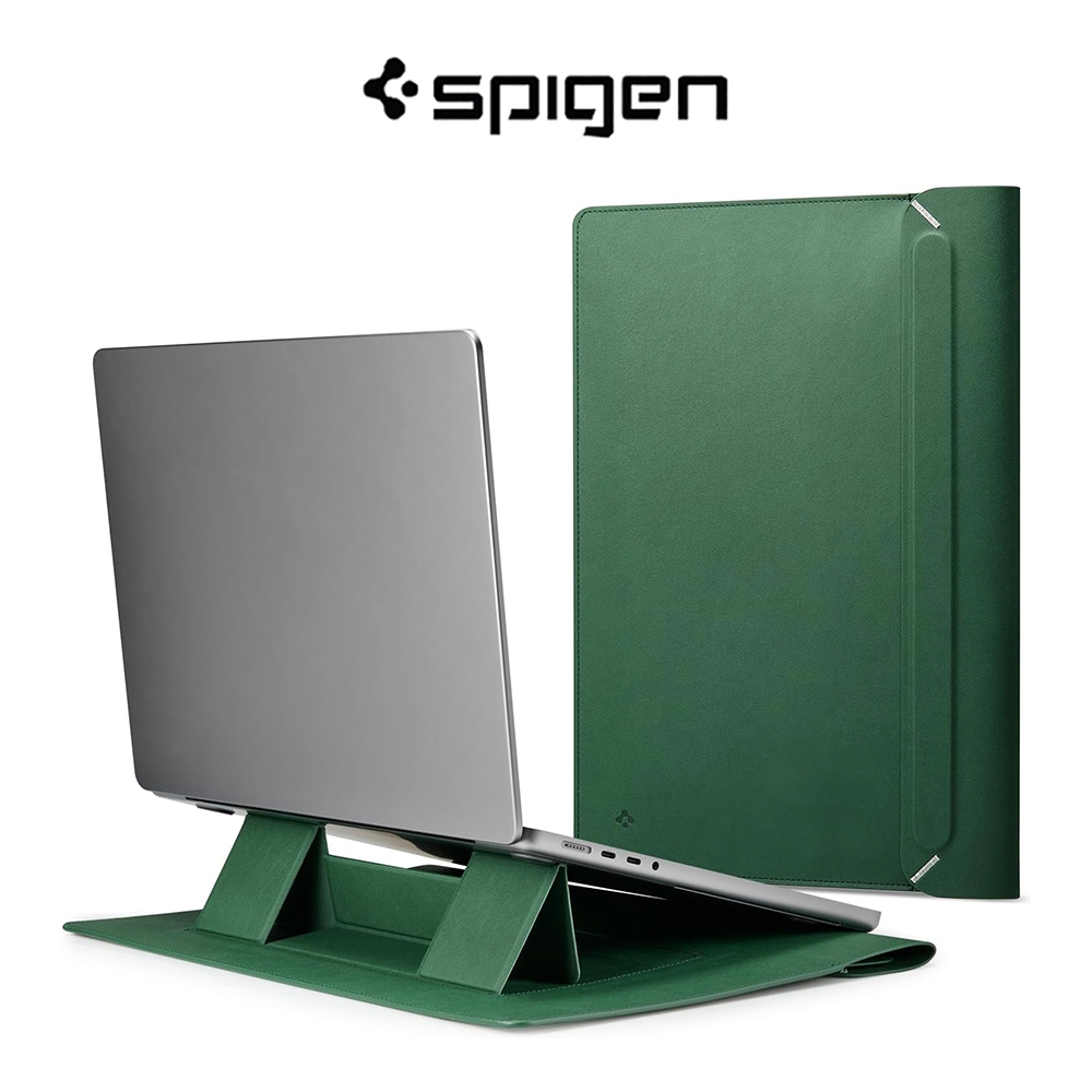 Spigen MacBook Sleeve Laptop Sleeve 14 Inch Valentinus S Magnetic Flap Foldable Stand Leather ...