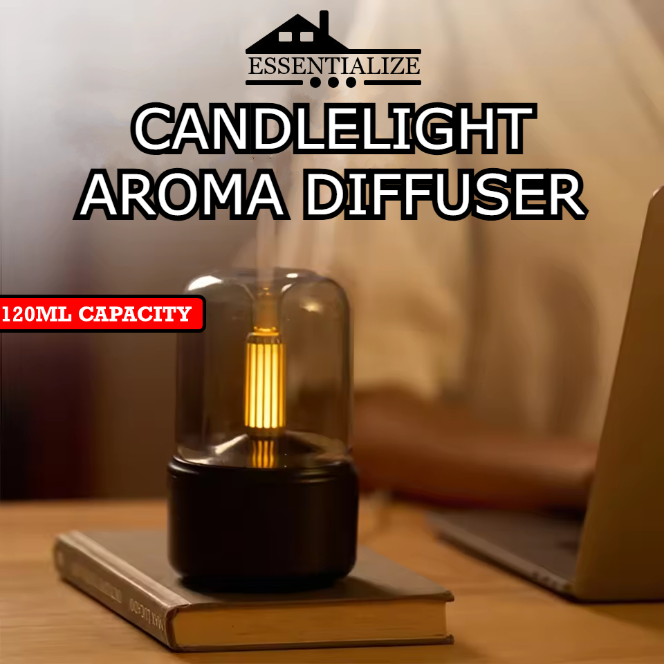 New USB Essential Oil Aroma Diffuser Desktop Atmosphere Candle Light ...