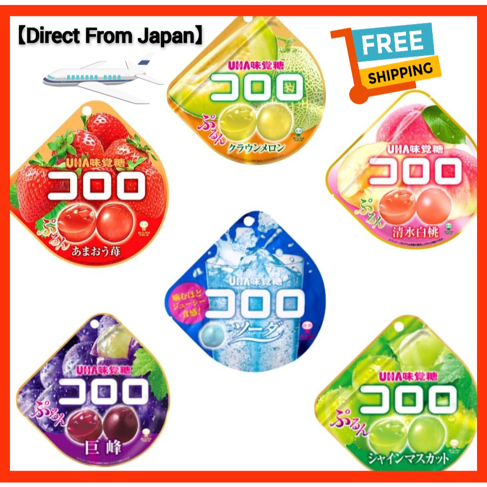 UHA Mikakuto Kororo Gummy All 6 types Assorted Shimizu white peach Crown melon Soda Kyoho Shine ...