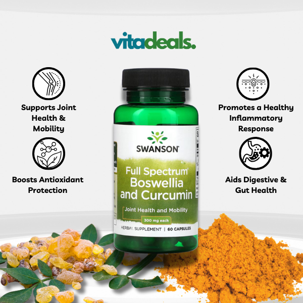 Swanson Boswellia & Curcumin, 60 Capsules – Supports Joint Health ...
