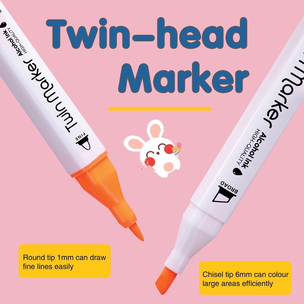 YAMAYO Twin Head Permanent Marker || Touch Marker Pen Drawing Set ...