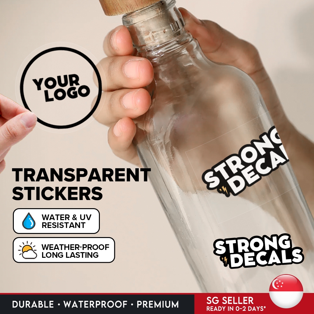 [SG Seller] Transparent Custom Label Sticker Decal Logo Name Party ...