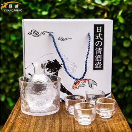 Japanese style drinkware glass sake cups shochu pot plum white wine ...