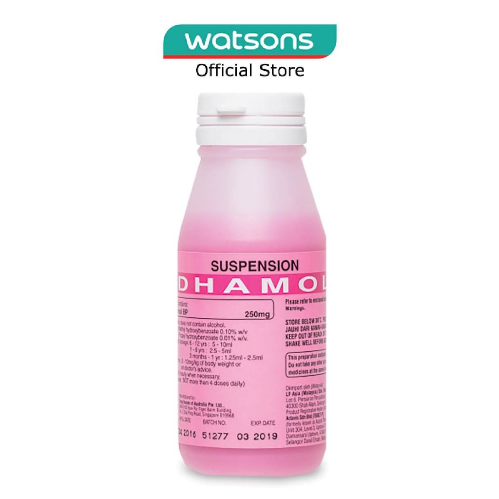DHAMOL Paracetamol Susp 250mg/5ml 60ml | Shopee Singapore