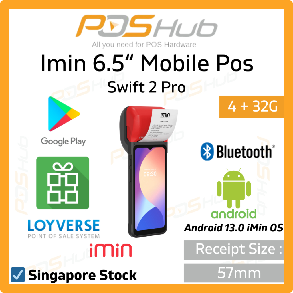 IMIN Swift 2 Pro Mobile POS Android Terminal with 58mm Printer With NFC ...