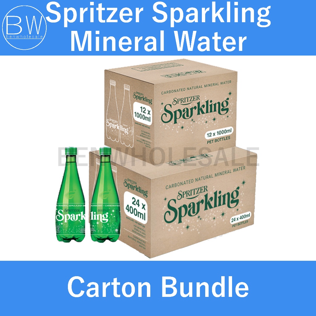 Spritzer Sparkling Natural Mineral Water Carton (24 x 400ml / 12 x 1000ml) | Shopee Singapore