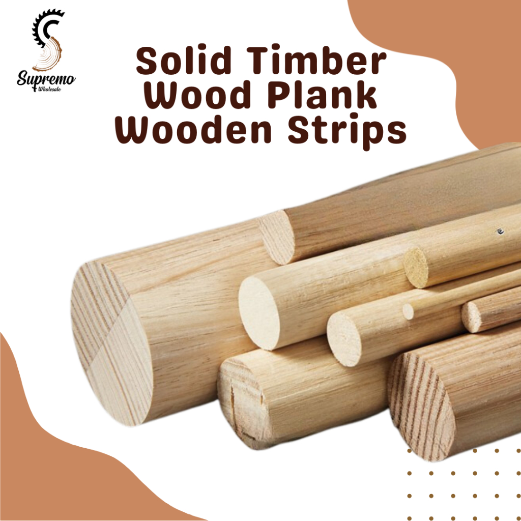 32mm Diameter x 1 metre Rod | Solid Timber Wood Plank Wooden Strips ...