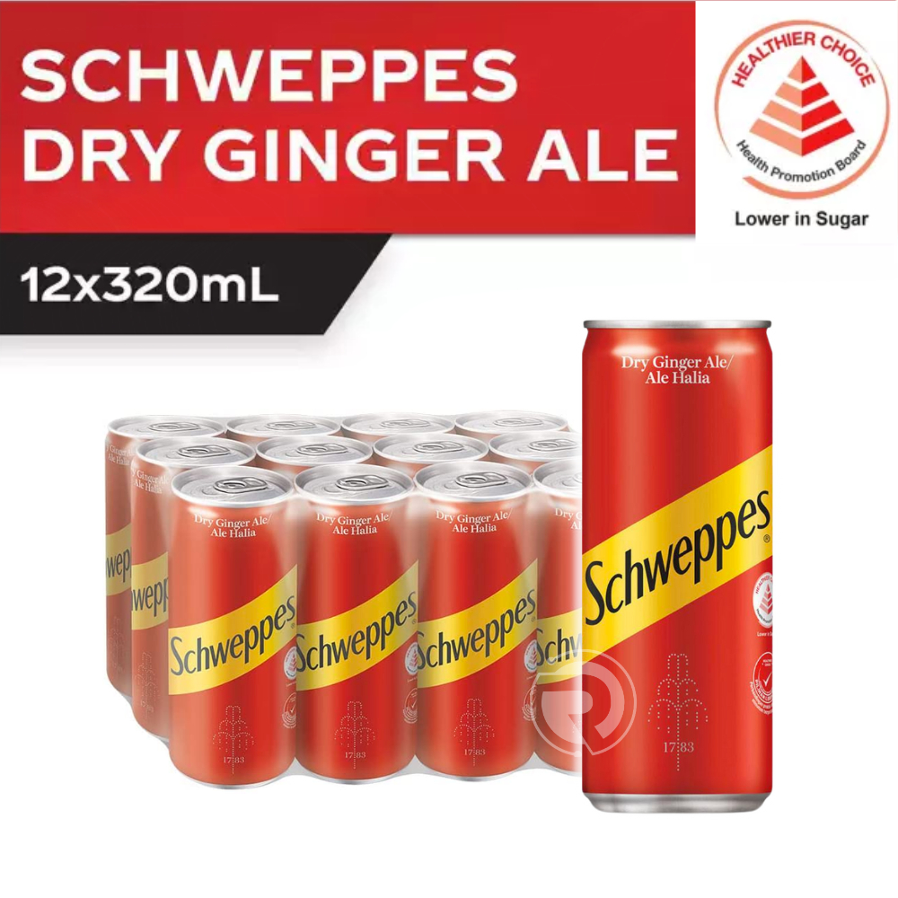 Schweppes Dry Ginger Ale Carton (320ml x 12 Cans / 300ml x 24 Cans) | Shopee Singapore